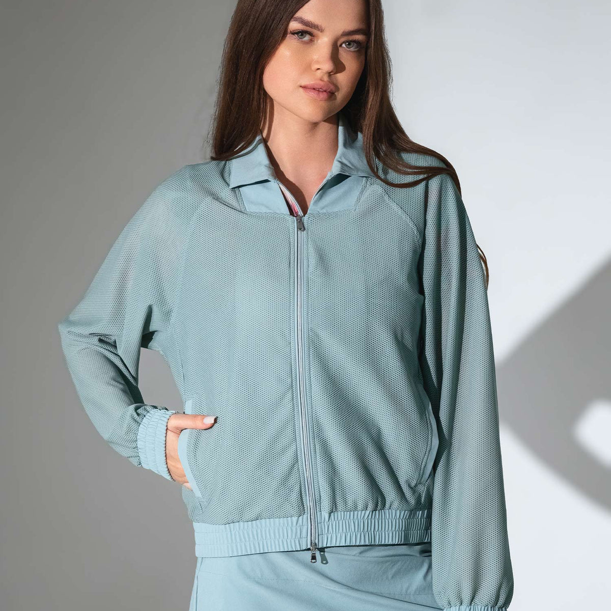 BAILA Mesh Athletic Jacket | Two-Way Zip Performance Bomber – inPhorm NYC